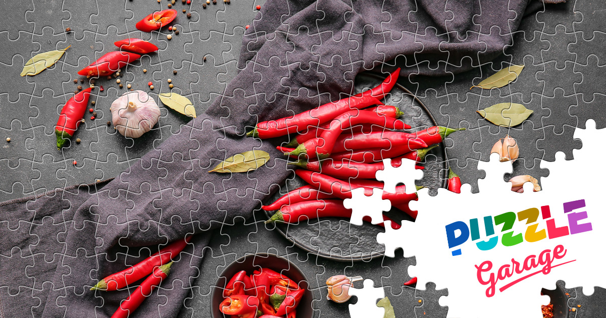 Chili peppers on a gray table Jigsaw Puzzle (Plants, Vegetables ...