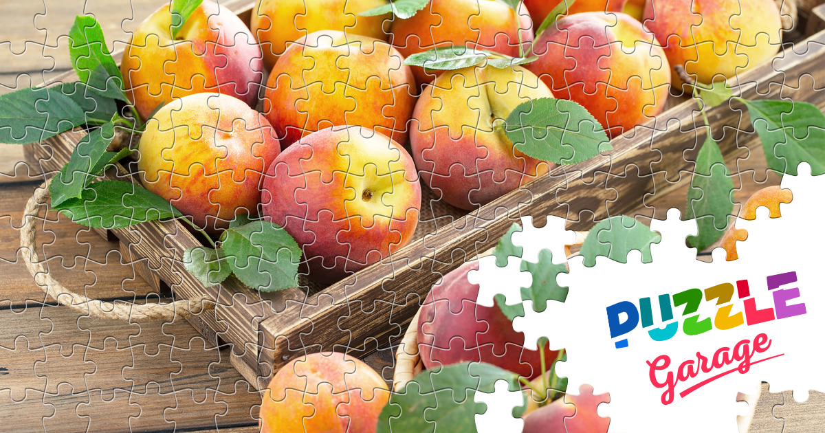 Peaches in a wooden crate Jigsaw Puzzle (Plants, Fruits) | Puzzle Garage