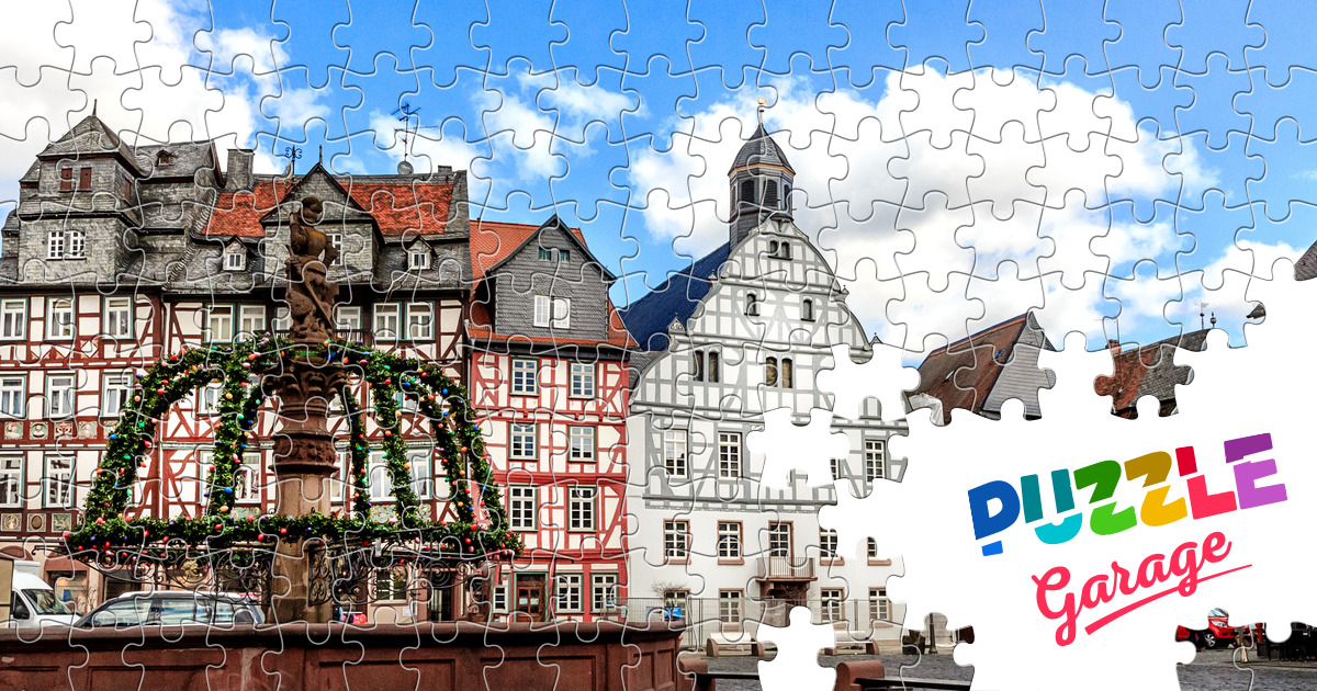 City square in the town of Butzbach Jigsaw Puzzle (Countries, Germany ...