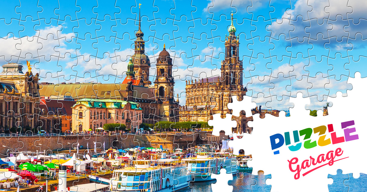 View of the waterfront in the city of Dresden Jigsaw Puzzle (Countries ...