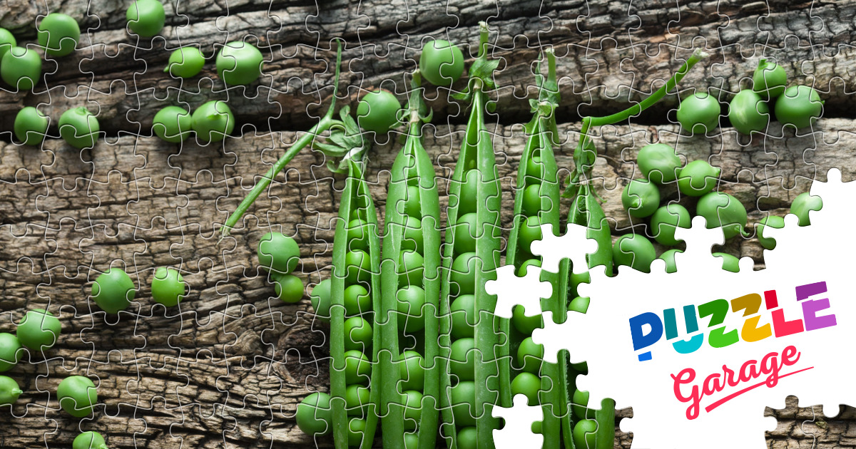 Green peas on wooden background Jigsaw Puzzle (Plants, Vegetables ...