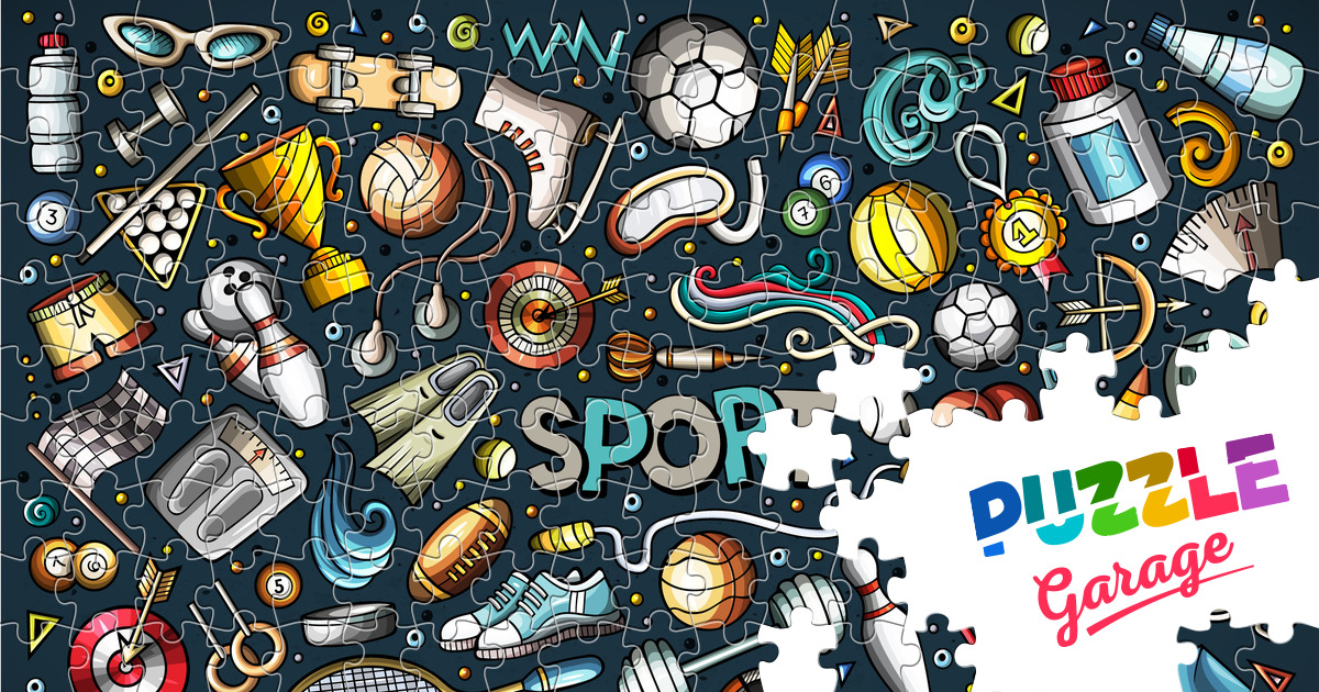 Sports equipment Jigsaw Puzzle (For children, Cartoon Illustrations ...