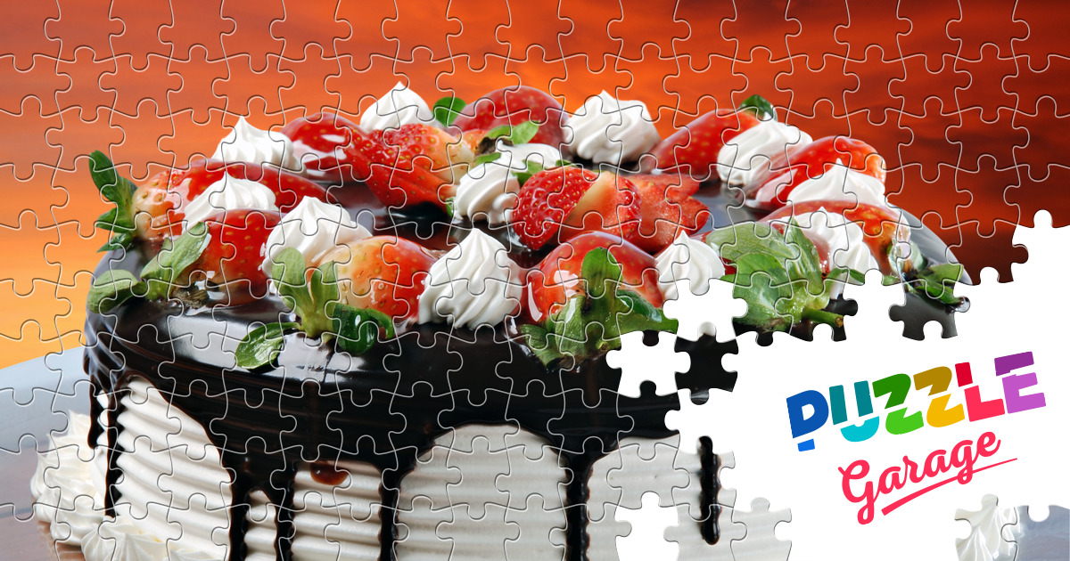 Strawberry cream cake Jigsaw Puzzle (Holidays, Birthday) | Puzzle Garage