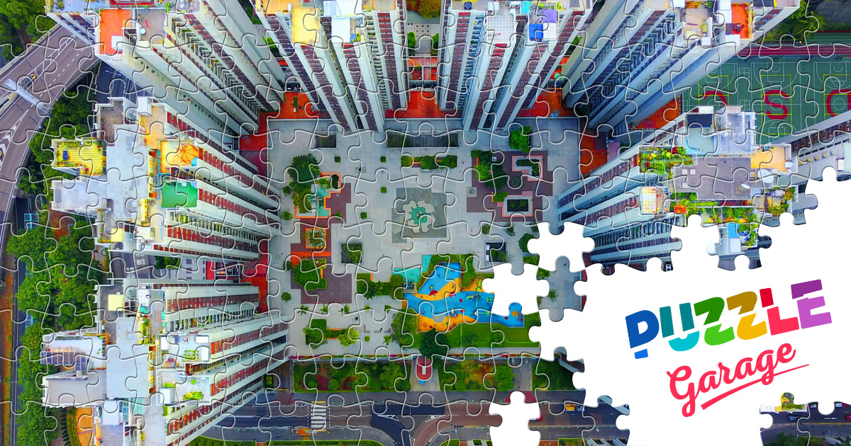 Top view of skyscrapers Jigsaw Puzzle (Cities of the world, Hong Kong ...