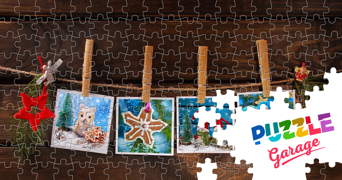 Christmas cards on a rope Jigsaw Puzzle (Holidays, Christmas) | Puzzle ...