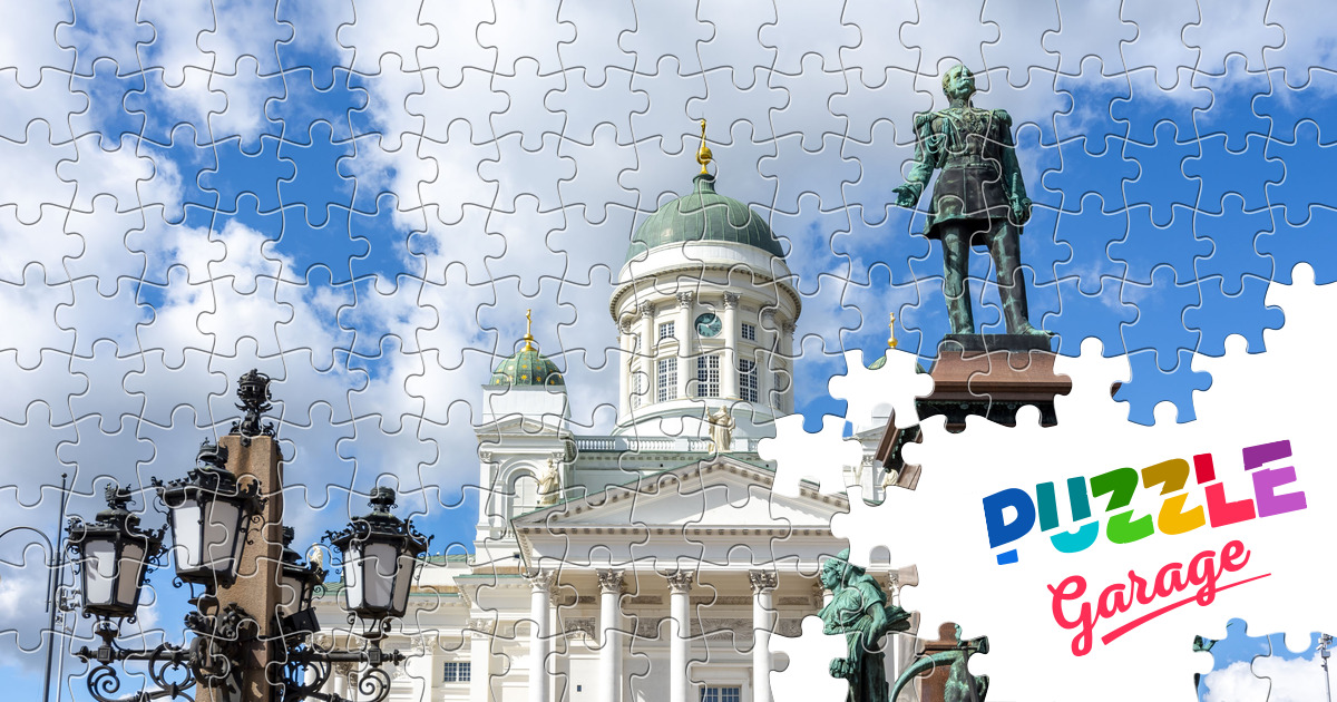 Helsinki Cathedral and monument to Alexander II Jigsaw Puzzle ...