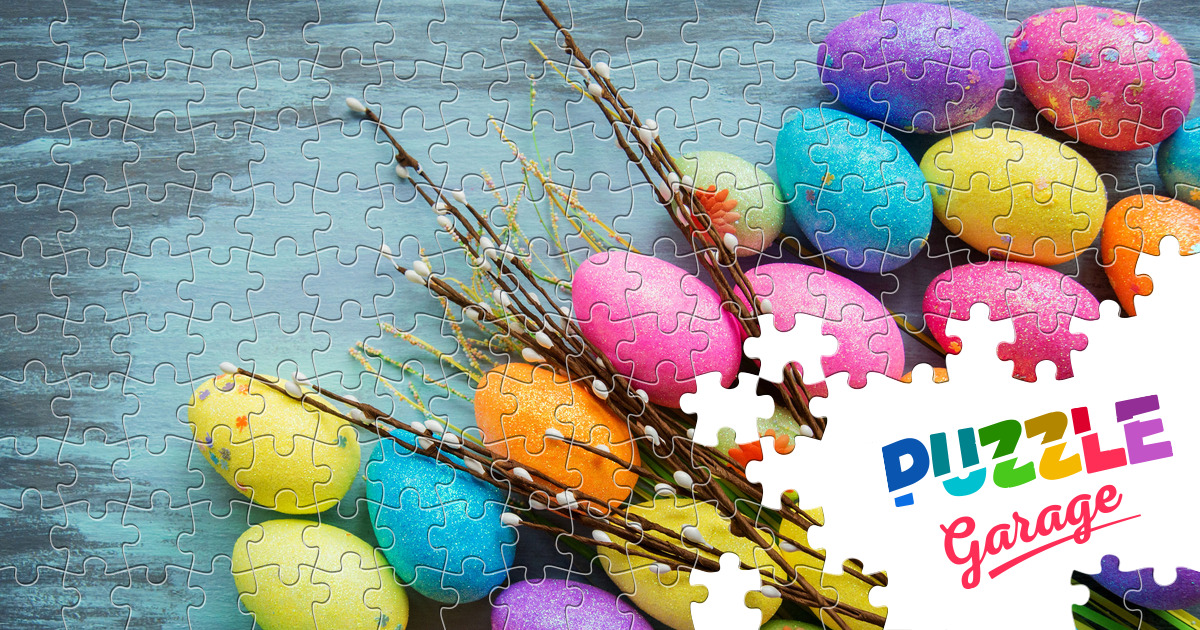 Easter eggs and willow branches Jigsaw Puzzle (Holidays, Easter ...