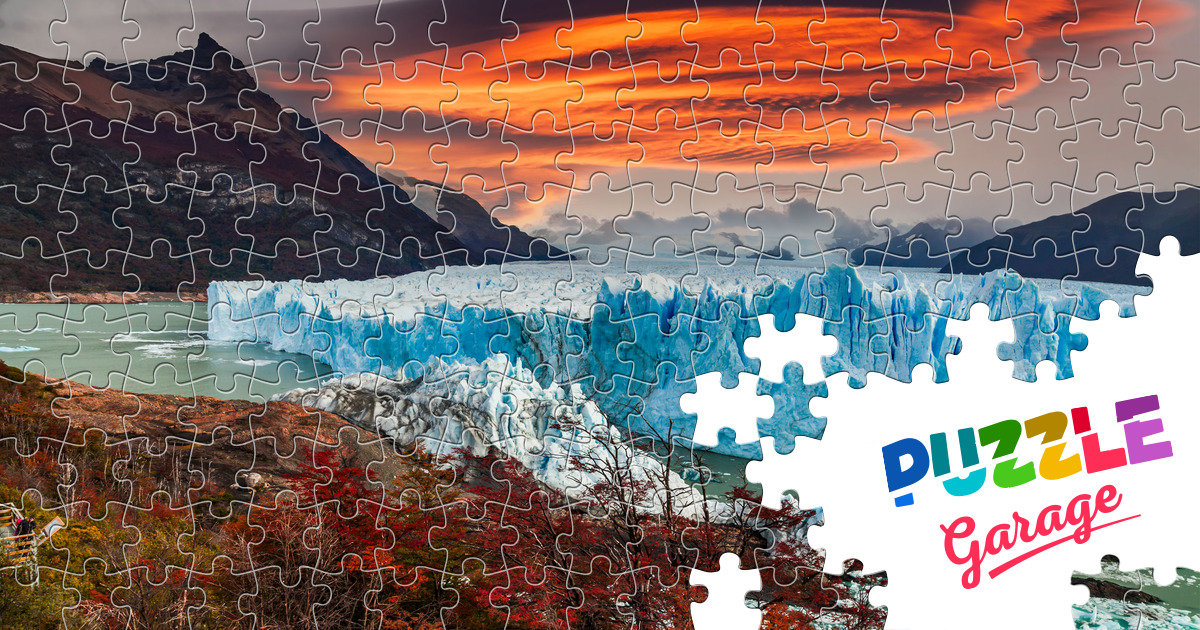 Sunset over the Perito Moreno Glacier Jigsaw Puzzle (Countries, Argentina) | Puzzle Garage