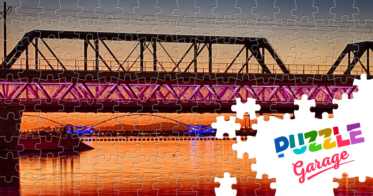 Bridges at sunset Jigsaw Puzzle (Architecture, Bridges) | Puzzle Garage