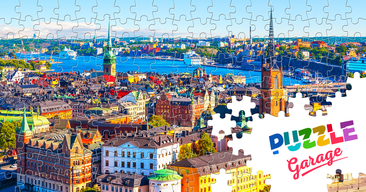 Summer panorama of Stockholm pier Jigsaw Puzzle (Countries, Sweden ...
