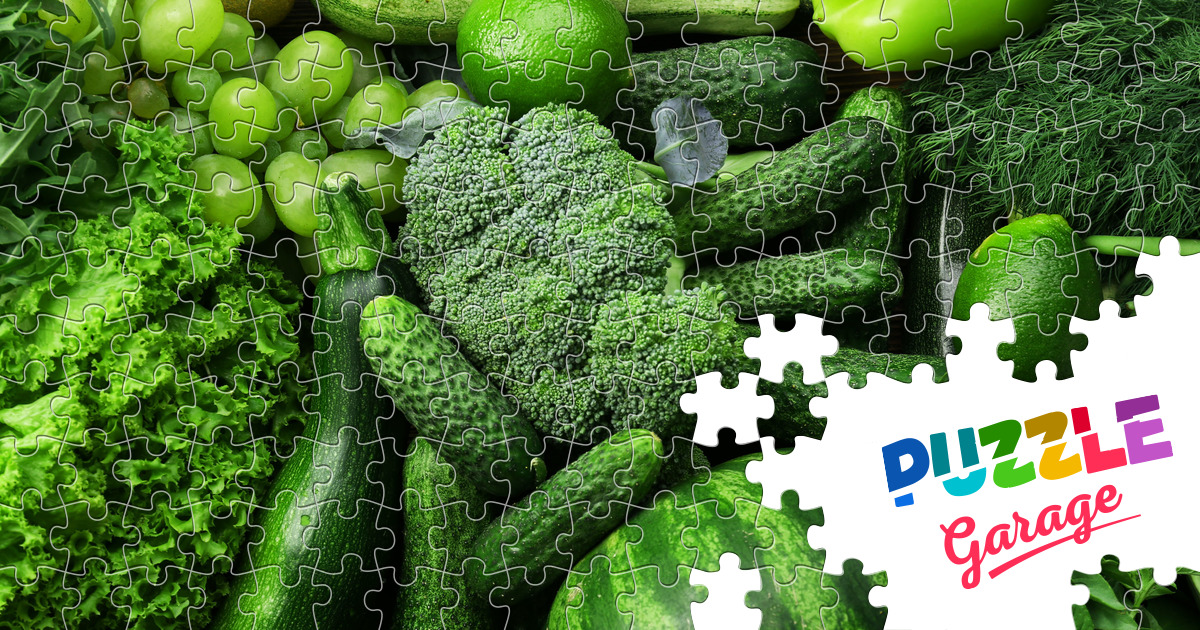 Green fruits, vegetables and herbs Jigsaw Puzzle (Plants, Vegetables ...