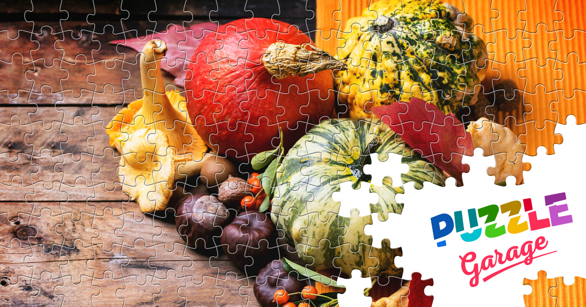 Pumpkins, mushrooms and chestnuts Jigsaw Puzzle (Plants, Pumpkins ...