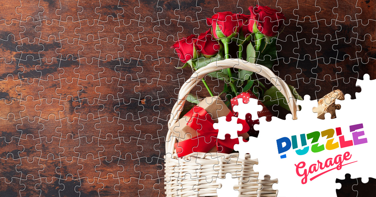 Flowers and gifts in a basket Jigsaw Puzzle (Holidays, Valentine's Day ...