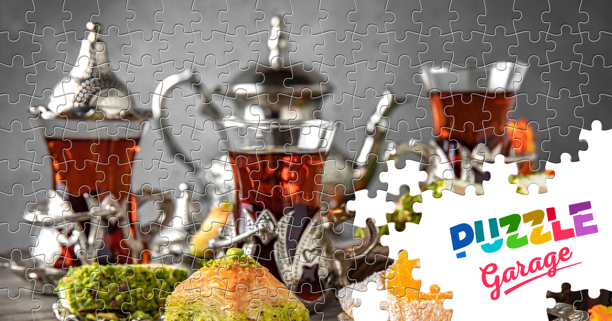 Oriental sweets on the table Jigsaw Puzzle (Home, Food) | Puzzle Garage