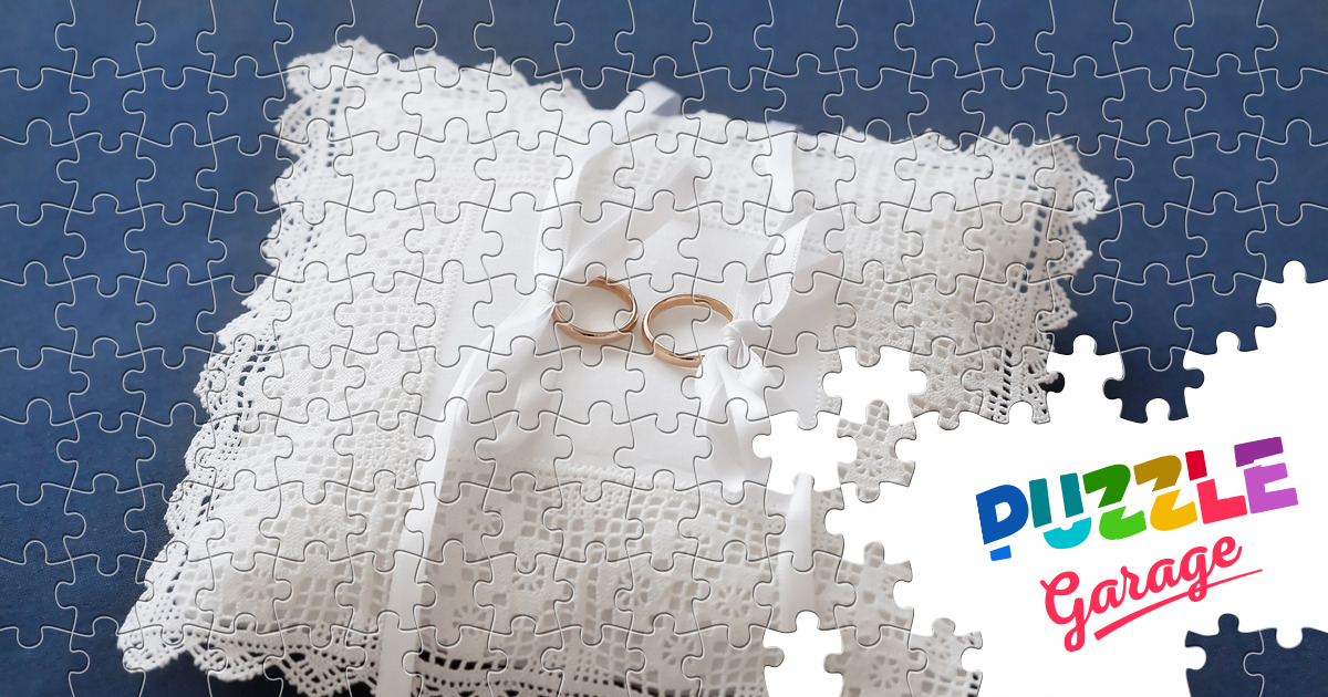 Wedding rings on a white pillow Jigsaw Puzzle (Holidays, Wedding ...