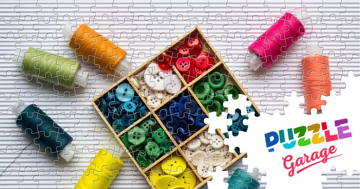 Threads and buttons on the table Jigsaw Puzzle (Home, Needlework ...