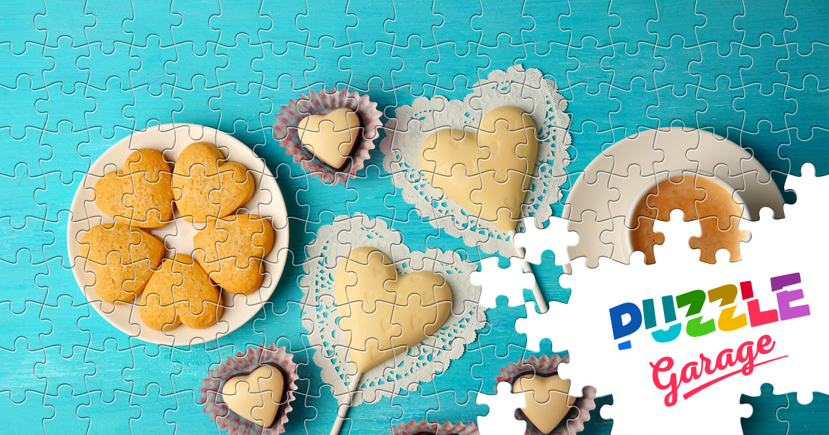 Heart shaped candies and cookies Jigsaw Puzzle (Holidays, Valentine's ...