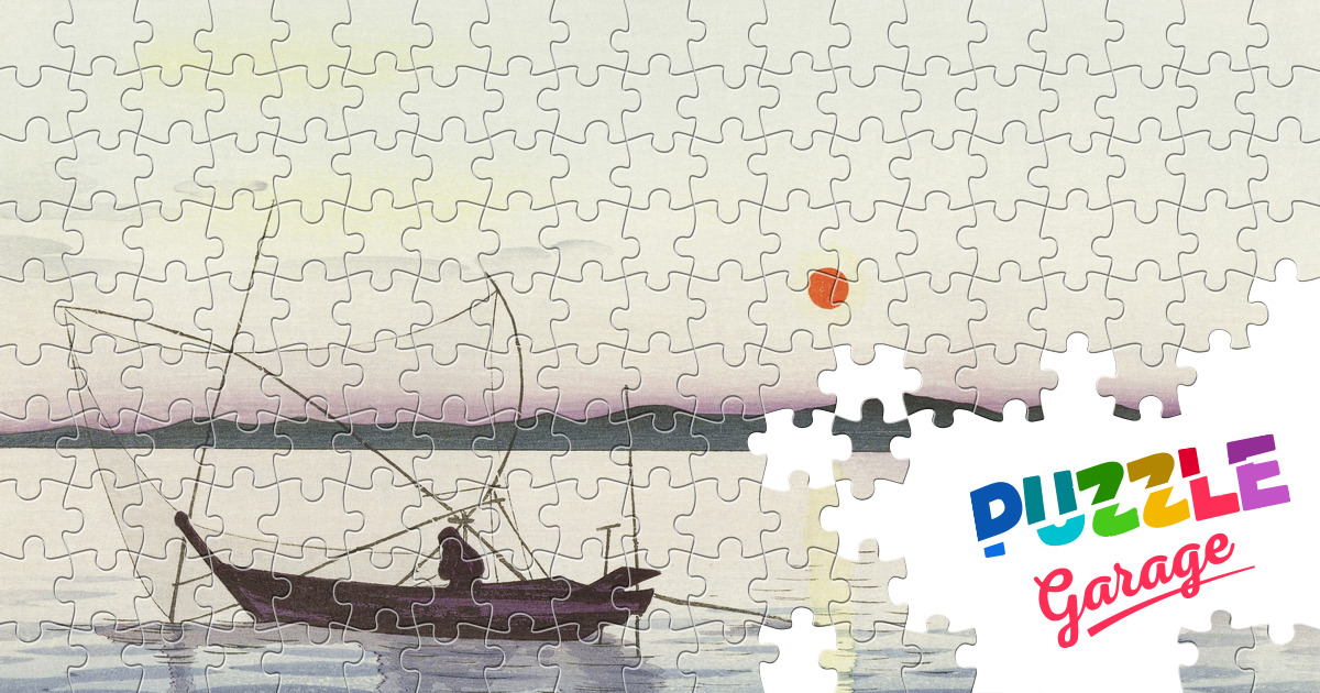 Ohara Koson: "Boats and setting sun" Jigsaw Puzzle (Art, Masterpieces ...