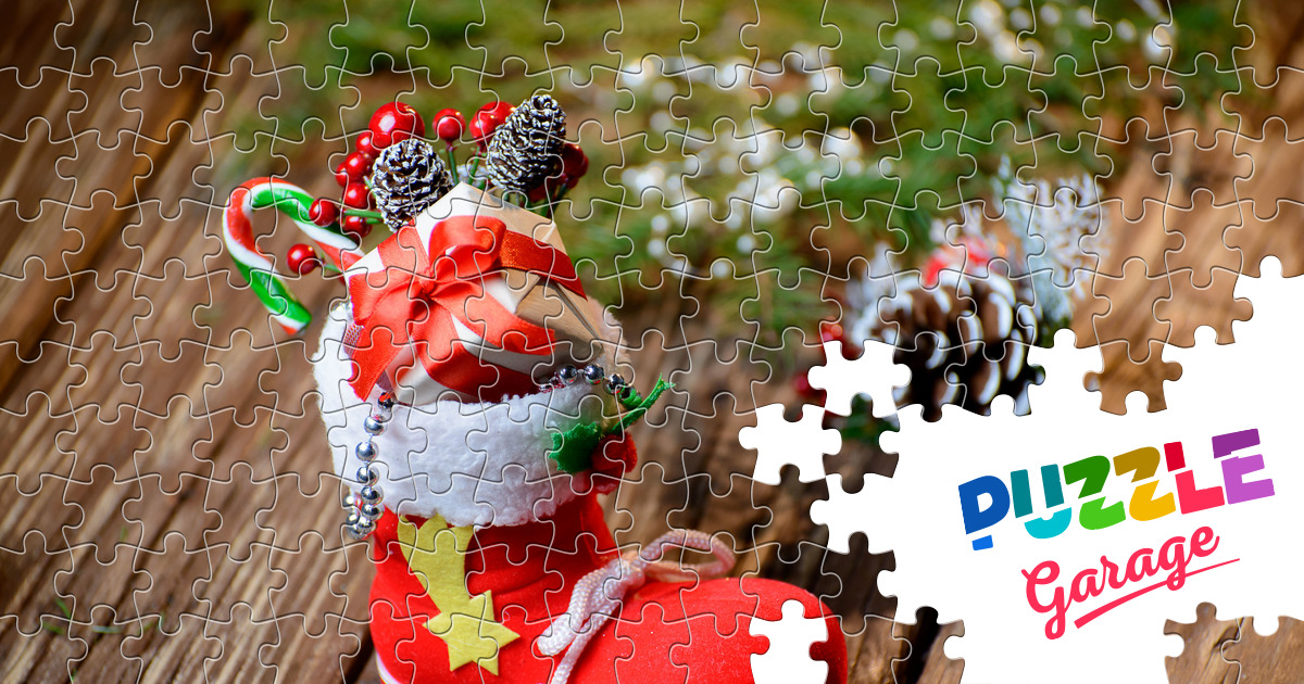 Red boot with a gift Jigsaw Puzzle (Holidays, Christmas) | Puzzle Garage
