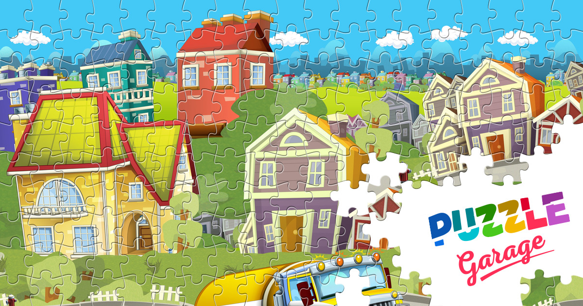 Car in the city Jigsaw Puzzle (For children, Cartoon Illustrations ...
