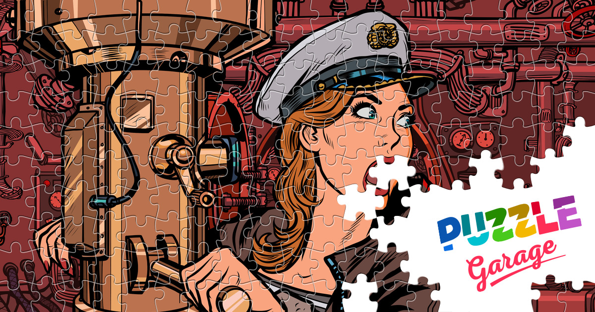 Female captain on a submarine Jigsaw Puzzle (For children, Cartoon ...