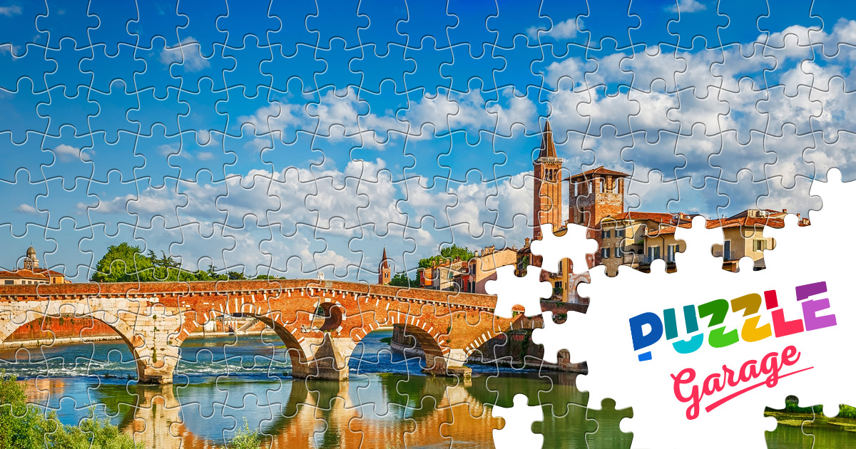Bridge Ponte Pietra Jigsaw Puzzle (Countries, Italy) | Puzzle Garage
