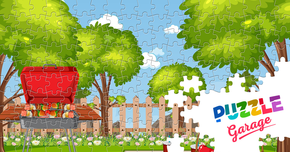 Barbecue in the garden Jigsaw Puzzle (For children, Cartoon ...