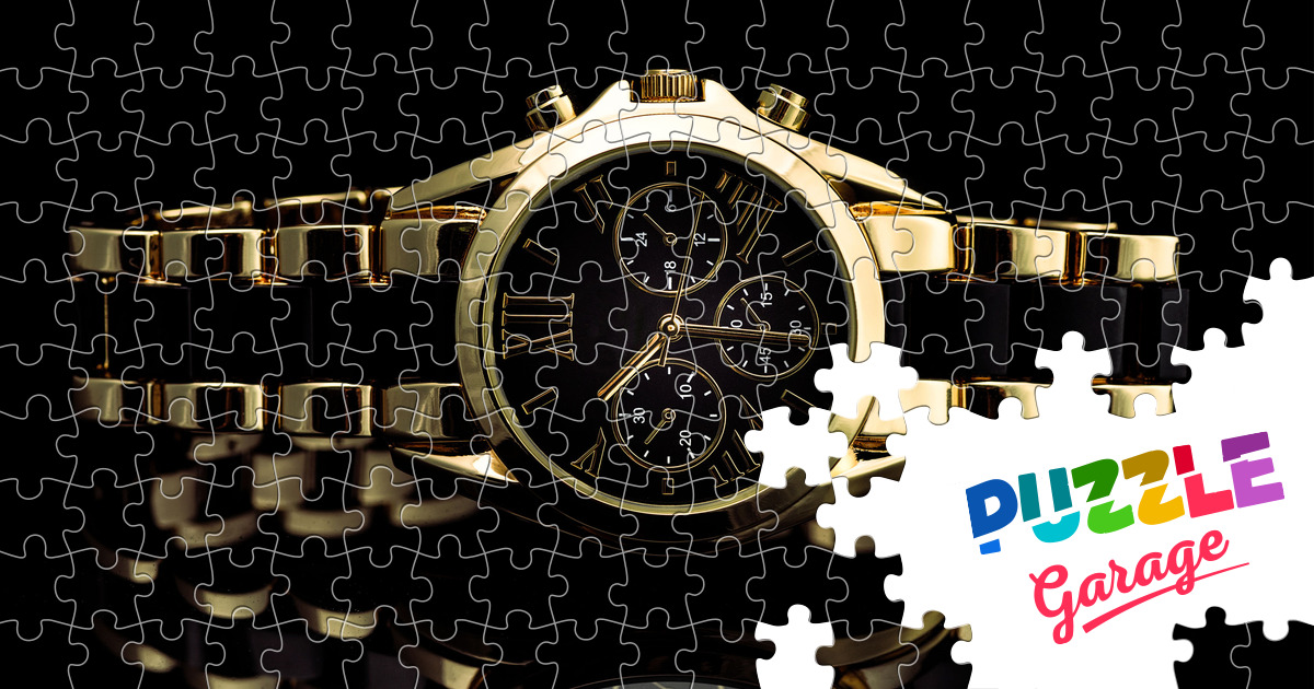 Wrist watch on black background Jigsaw Puzzle (Stuff, Watches) | Puzzle ...