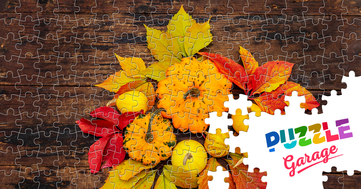 Pumpkins and colorful leaves Jigsaw Puzzle (Plants, Pumpkins) | Puzzle ...