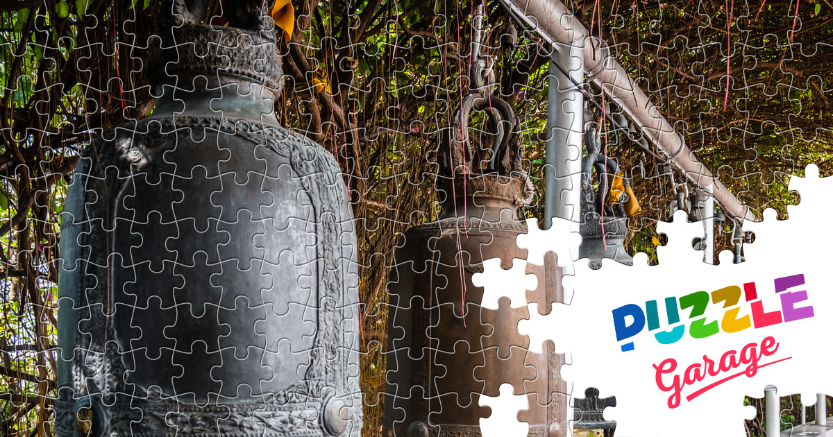 A row of antique bells Jigsaw Puzzle (Countries, Thailand) | Puzzle Garage