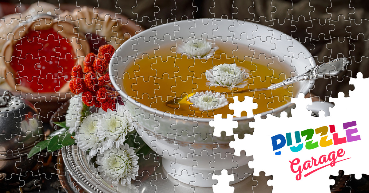 Flower tea in a cup Jigsaw Puzzle (Home, Food) | Puzzle Garage