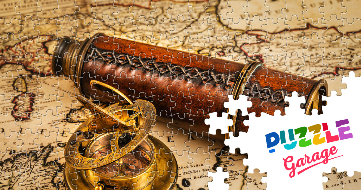 Compass with sundial and spyglass Jigsaw Puzzle (History, Antique ...