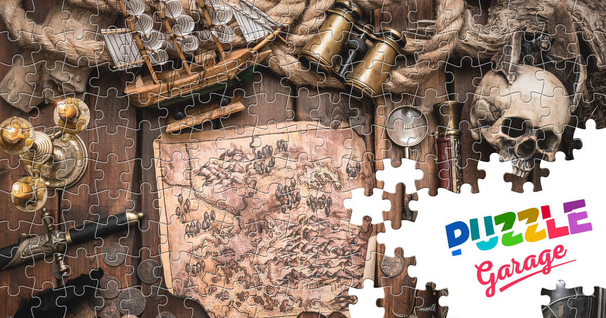 Map and pirate treasure Jigsaw Puzzle (History, Maps) | Puzzle Garage