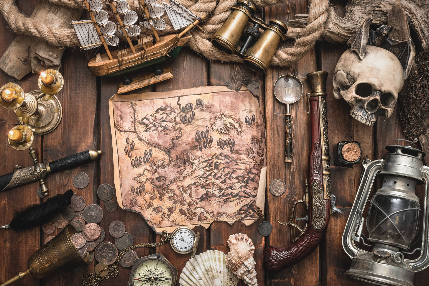 Map and pirate treasure Jigsaw Puzzle (History, Maps) | Puzzle Garage
