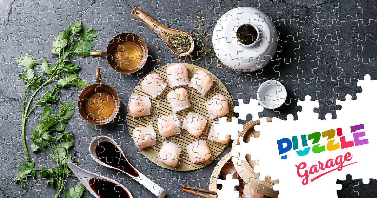 Chinese dumplings on a bamboo mat Jigsaw Puzzle (Home, Food) | Puzzle ...