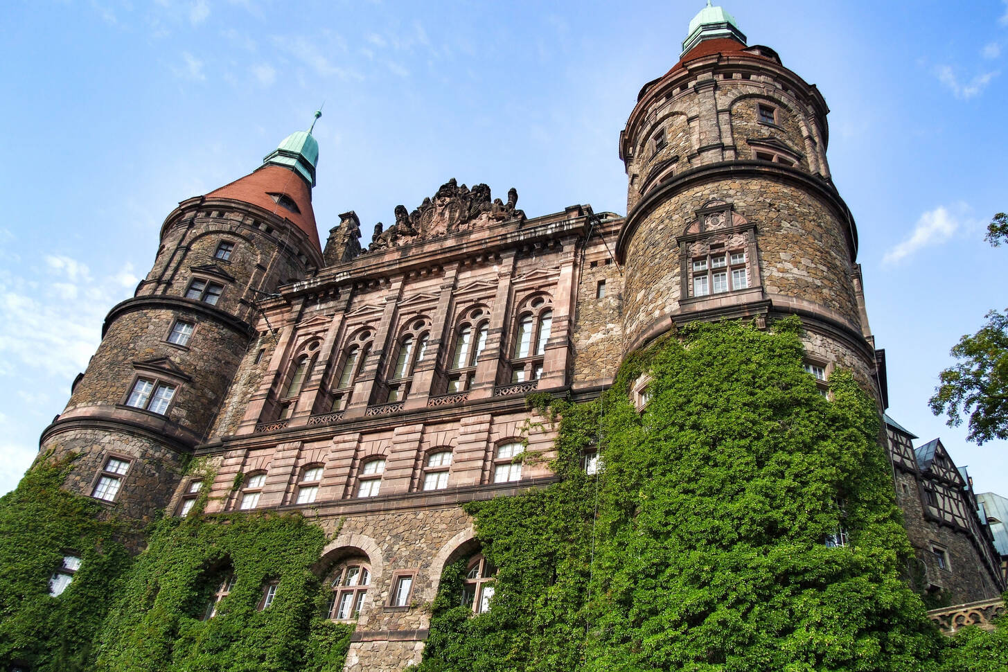 View of the towers of Ksenzh castle Jigsaw Puzzle (Countries, Poland ...