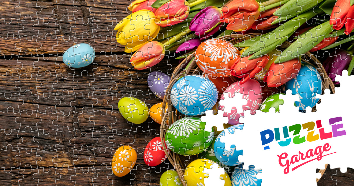 Easter eggs and tulips Jigsaw Puzzle (Holidays, Easter) | Puzzle Garage