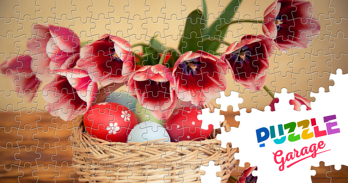 Easter eggs and tulips on the table Jigsaw Puzzle (Holidays, Easter ...