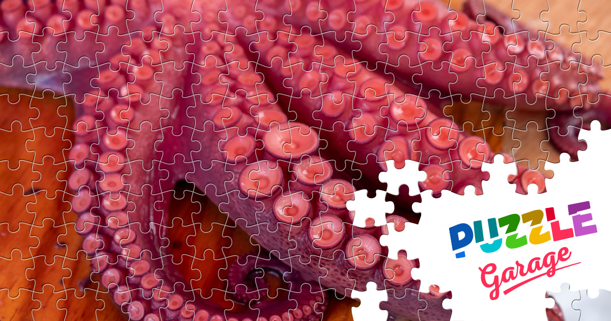 Octopus tentacles on wooden board Jigsaw Puzzle (Home, Food) | Puzzle ...