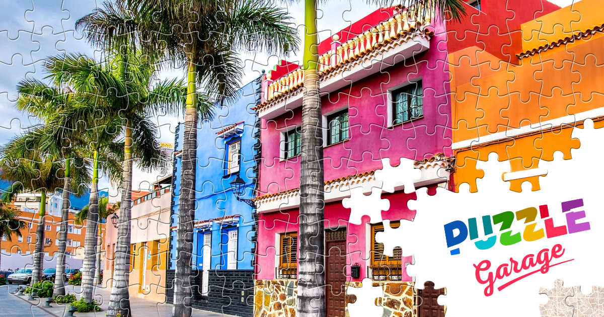 Colorful houses of Puerto de la Cruz Jigsaw Puzzle (Countries, Spain ...