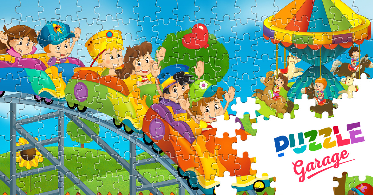 Children in the amusement park Jigsaw Puzzle (For children, Cartoon ...