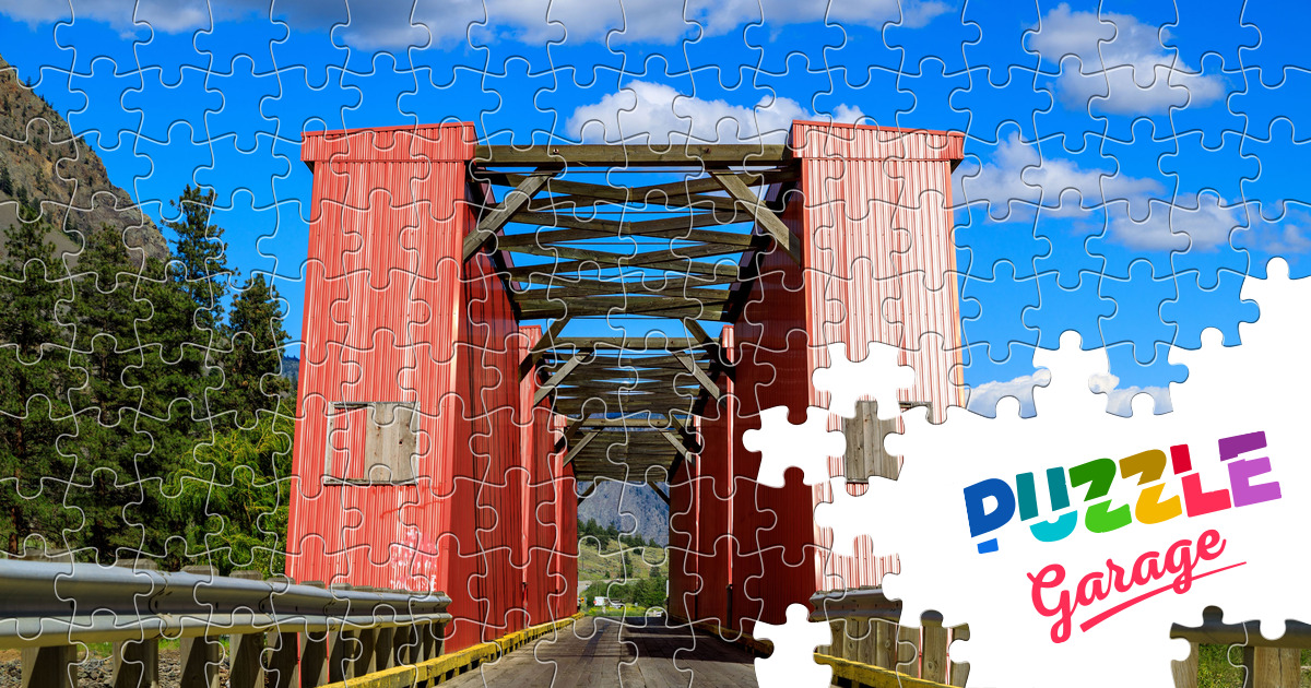 Red bridge in the village of Keremeos Jigsaw Puzzle (Countries, Canada ...