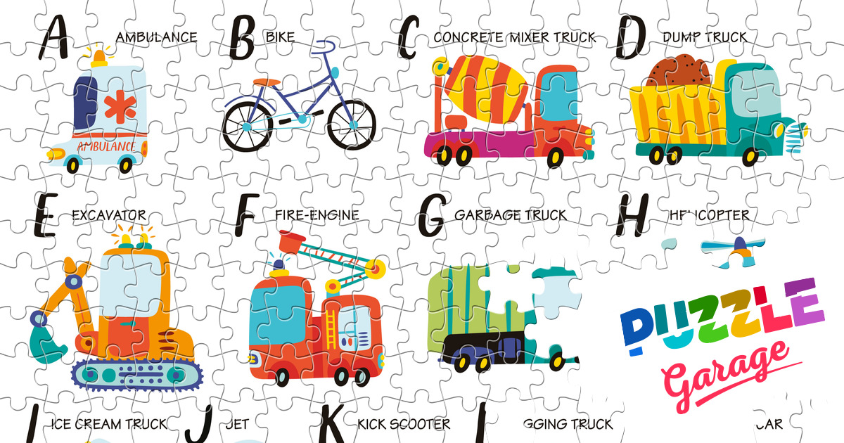 Transport alphabet Jigsaw Puzzle (For children, Educational) | Puzzle ...
