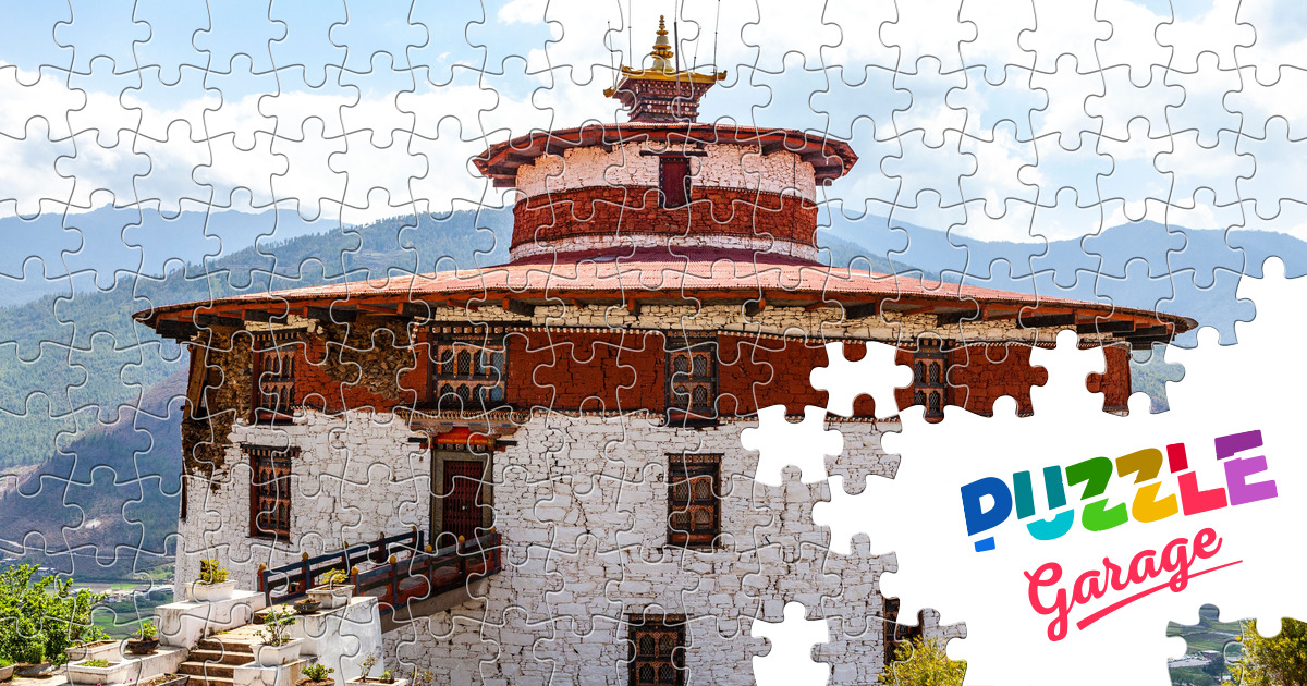 National Museum building above Paro Dzong Jigsaw Puzzle (Architecture ...