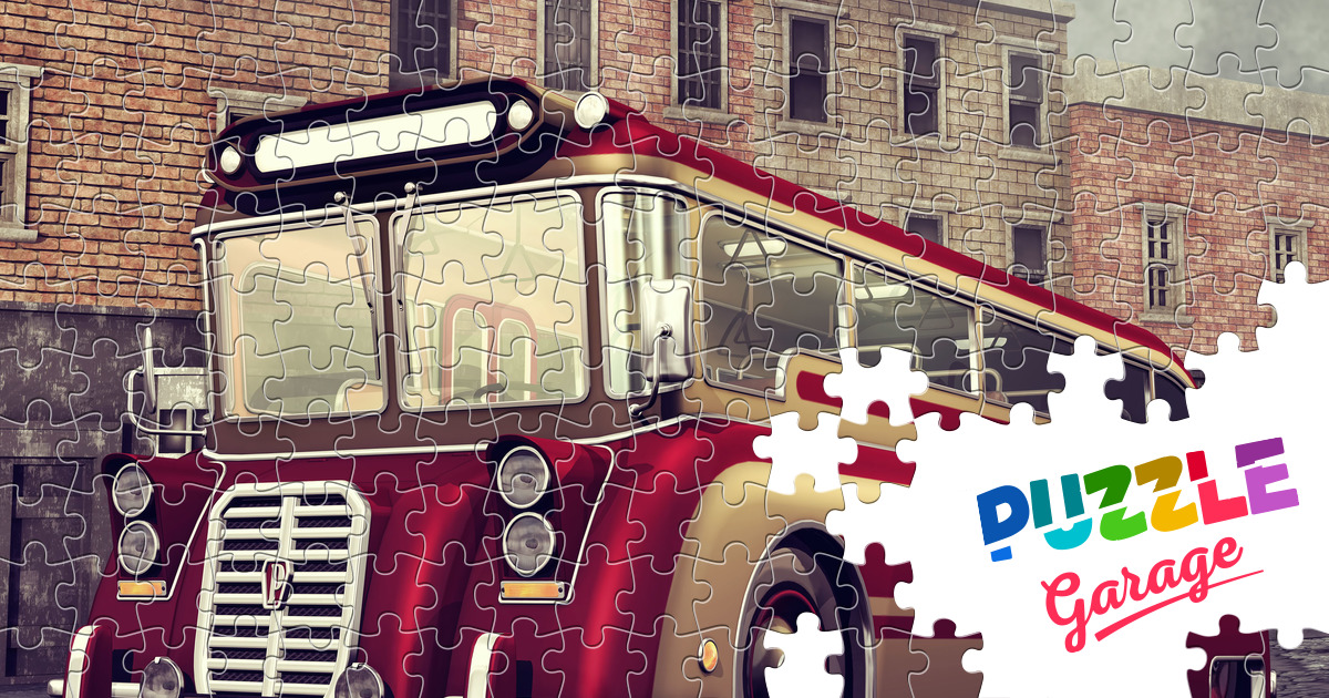 Vintage red bus Jigsaw Puzzle (Technics, Auto) | Puzzle Garage