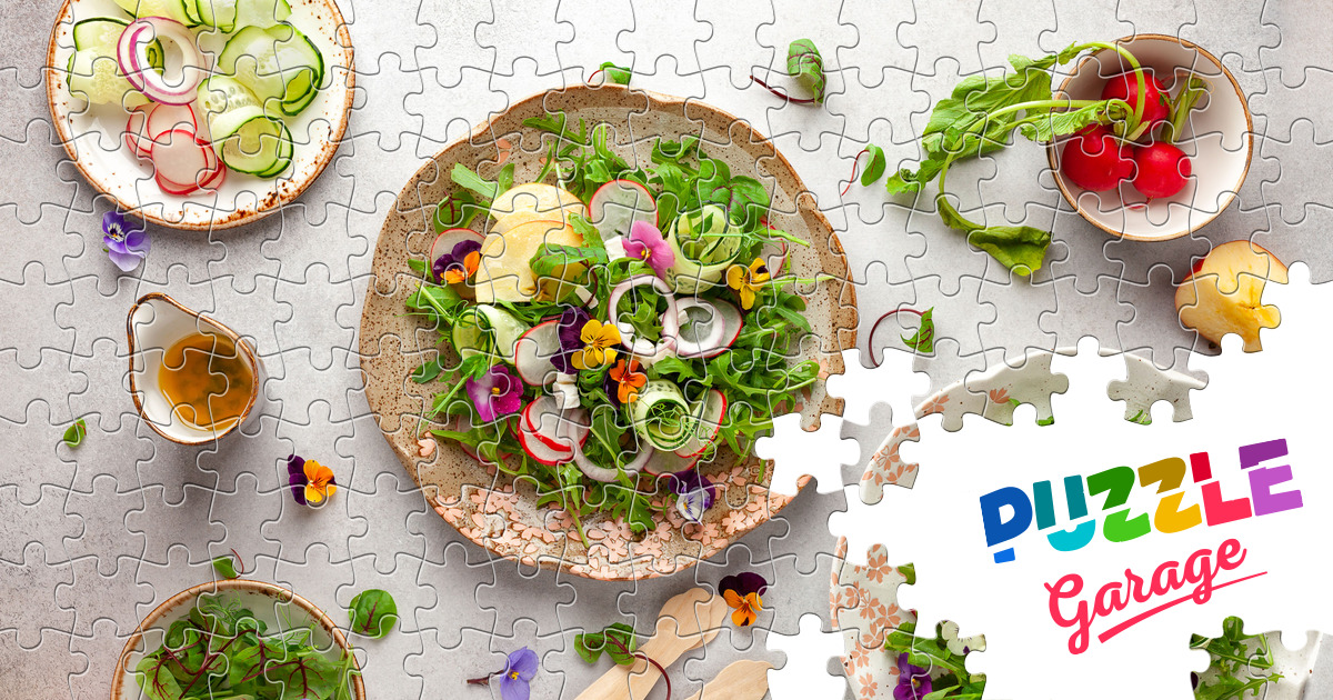 Salads with edible flowers Jigsaw Puzzle (Home, Food) | Puzzle Garage