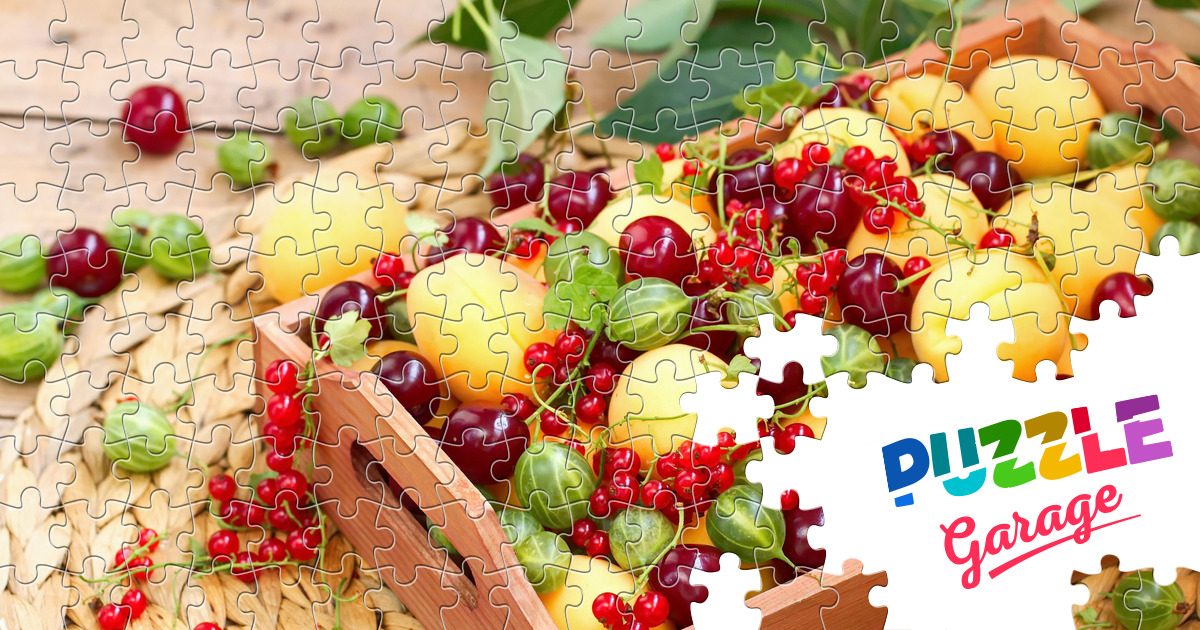 Berries and fruits on a wooden tray Jigsaw Puzzle (Plants, Berries ...