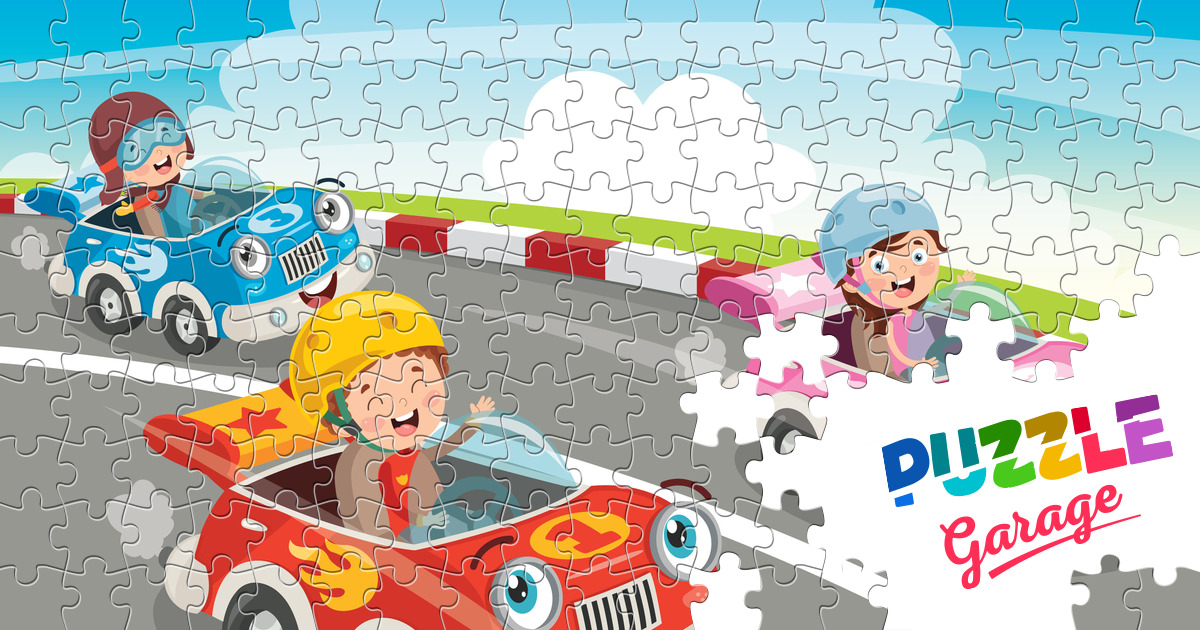 Car racing Jigsaw Puzzle (For children, Cartoon Illustrations) | Puzzle ...
