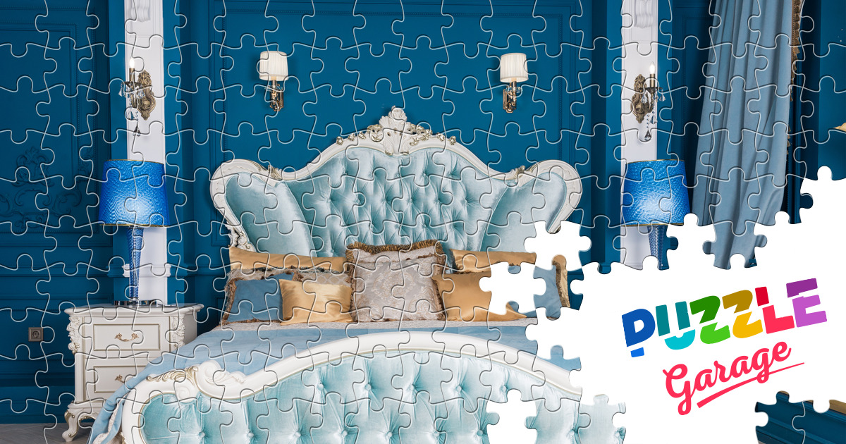 Blue bedroom interior Jigsaw Puzzle (Home, Interiors) | Puzzle Garage