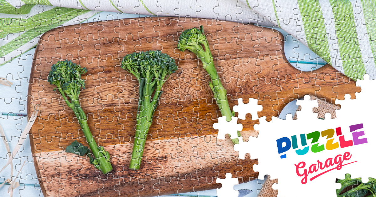 Broccolini on a wooden board Jigsaw Puzzle (Plants, Vegetables ...